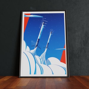 Parallel Landing | NASA Spacex Rocket Poster Print | Scifi Print ...