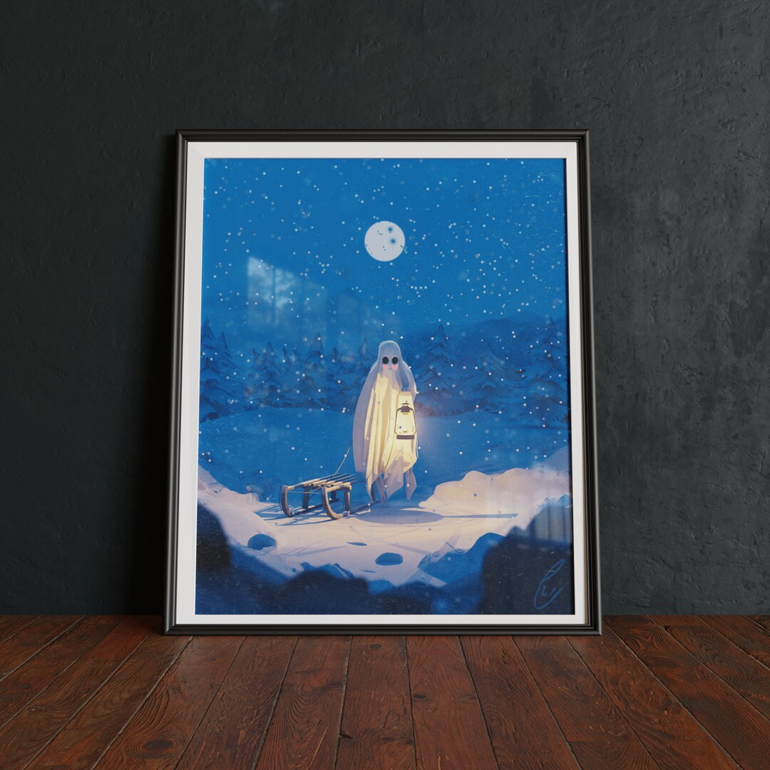 Ghost Snow Day Art Print: Cozy Winter Illustration - Etsy