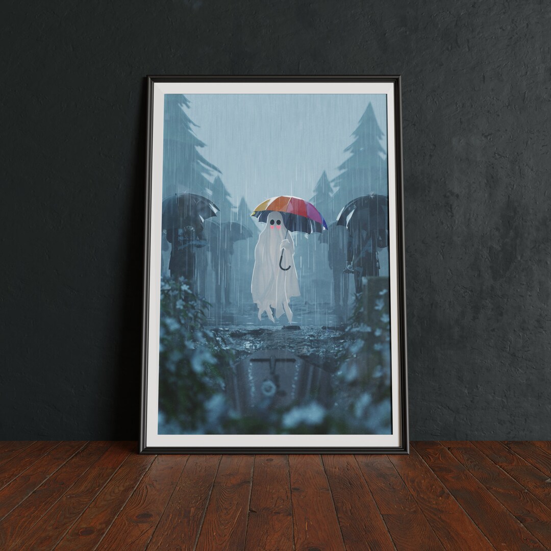 Ghost Funeral | Ghost Art | Gloomy Art | Rain Art | Noir Gothic Art - Etsy