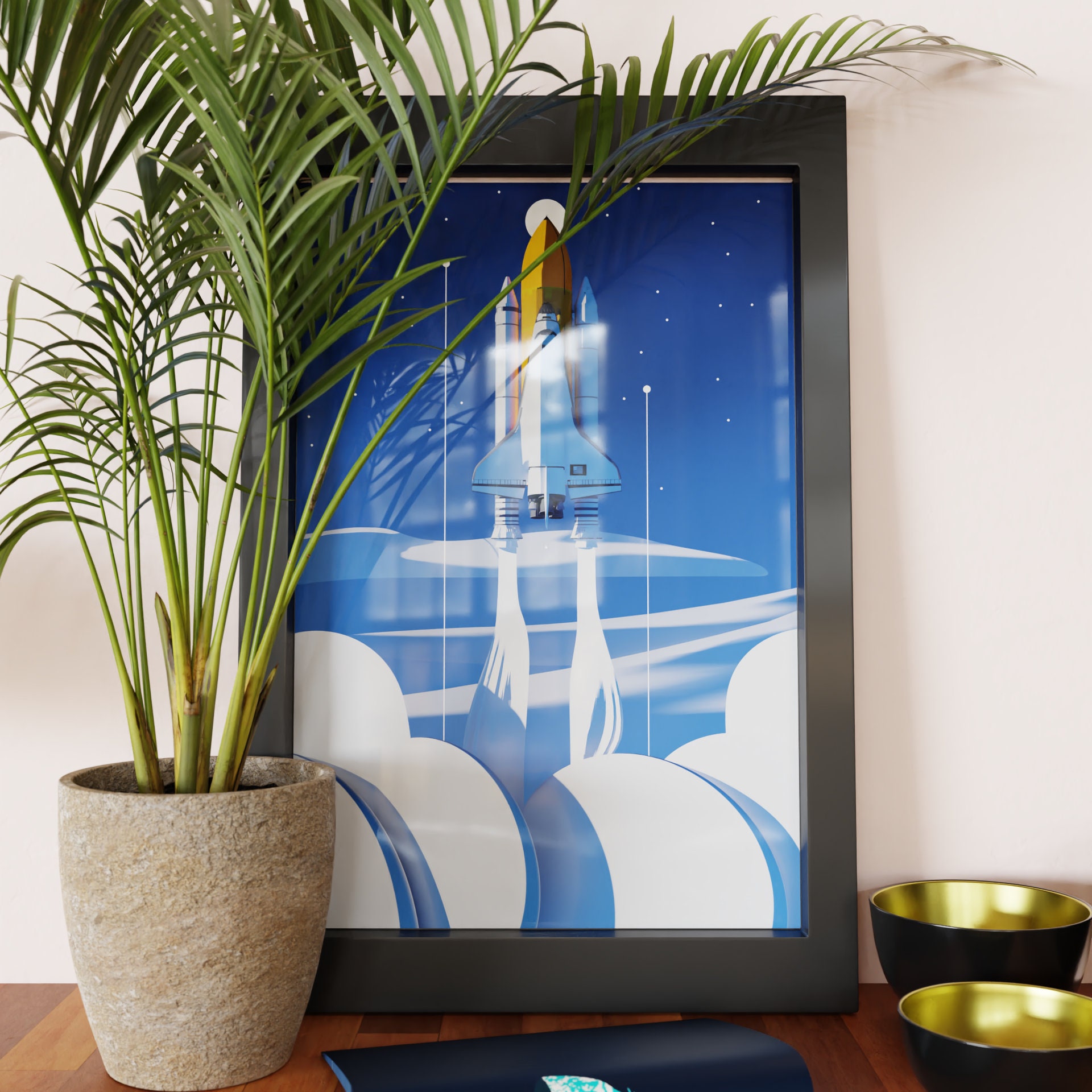 Liftoff NASA Rocket Poster Print Scifi Print Original | Etsy