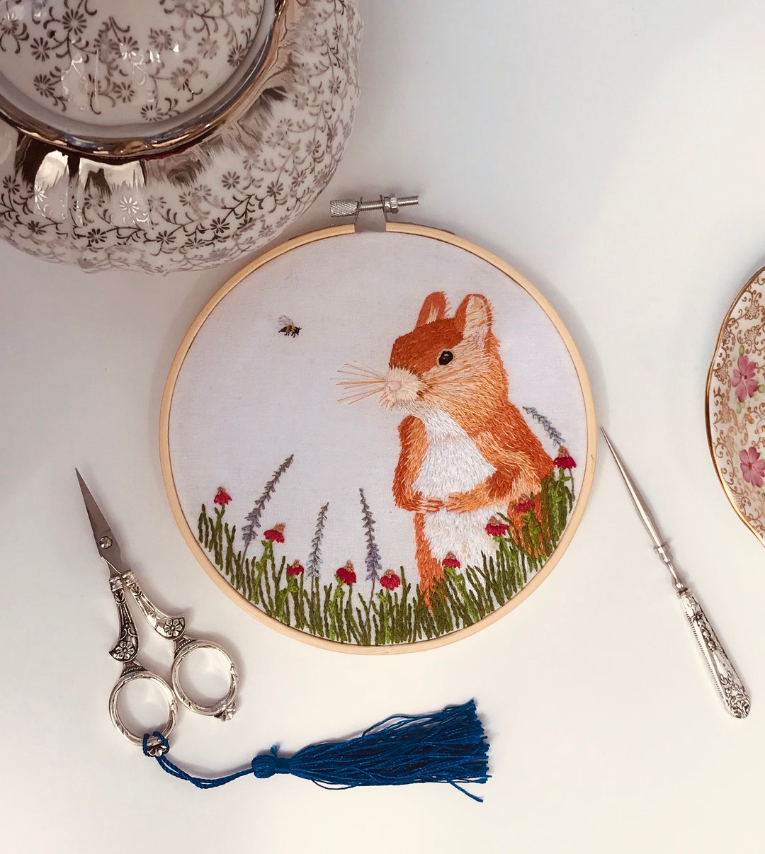 Squirrel Embroidery Pattern, Threadpainting, Modern Embroidery, Cute ...