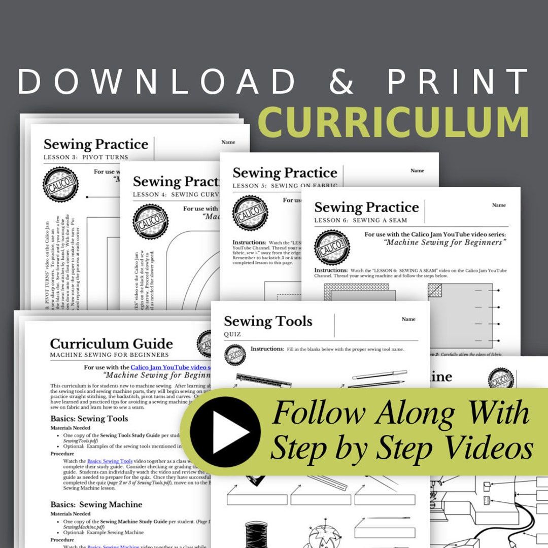 Machine Sewing for Beginners Curriculum - Etsy