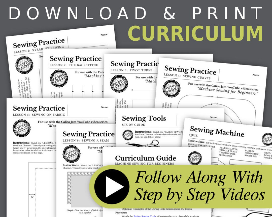 Machine Sewing for Beginners Curriculum - Etsy