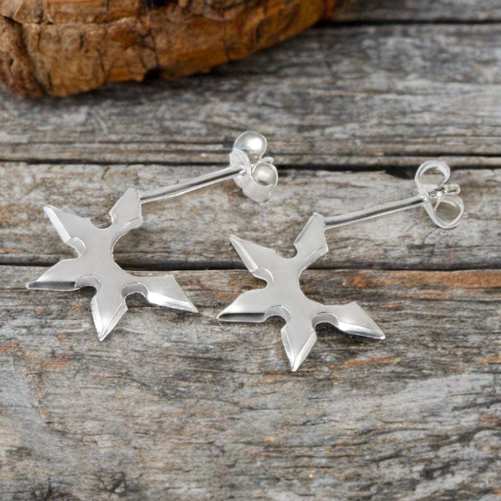 Ninja Star shuriken Earrings. Handcrafted in Sterling Silver Etsy