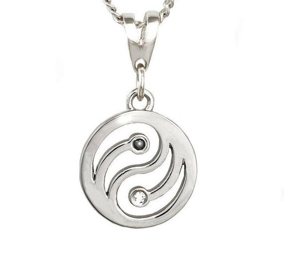 Yin Yang Diamond Pendant. Black & White Diamonds. Handcrafted | Etsy