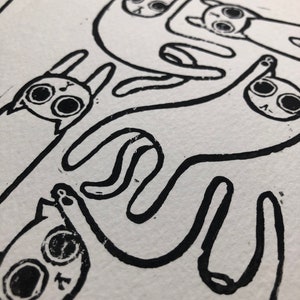 Floating Cats Original Linocut Print - Etsy