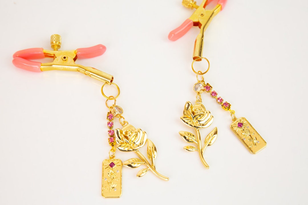 18k Rose Nipple Clamps Dainty Adjustable BDSM Sex Toy - Etsy