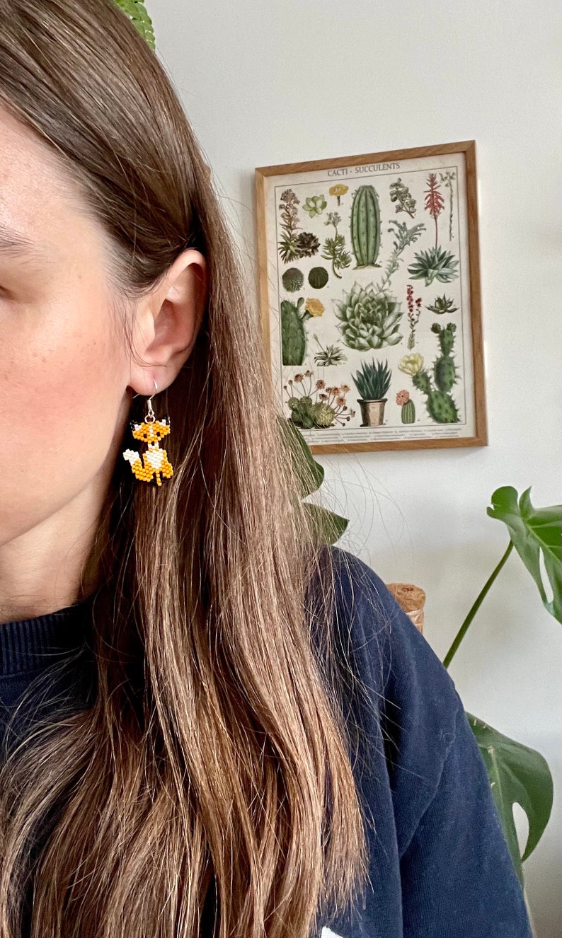 Fox Miyuki Beaded Earrings Cat Earrings Animal Motive | Etsy