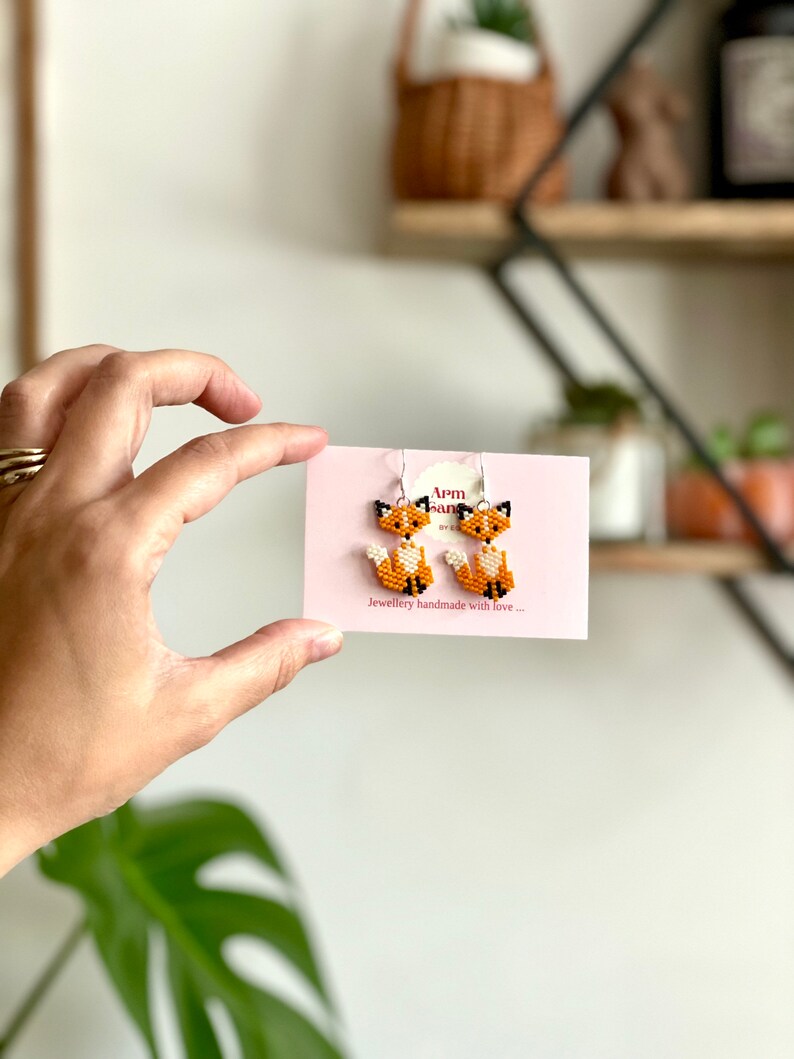 Fox Miyuki Beaded Earrings Cat Earrings Animal Motive | Etsy