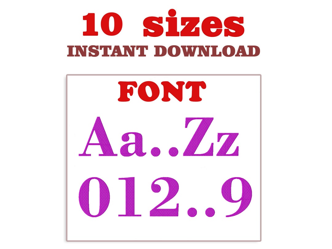 Font Embroidery Designs, 10 Sizes (52 Letters + 10 Digits, Height ...