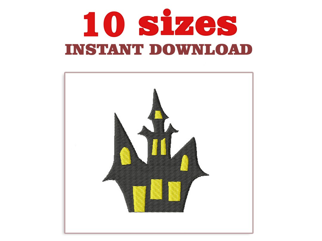Haunted House Embroidery Design File, Mini Haunted House Embroidery ...