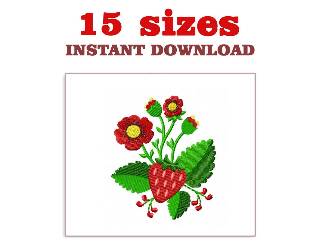 Strawberry Embroidery Designs File, Strawberry Arrangement Embroidery ...