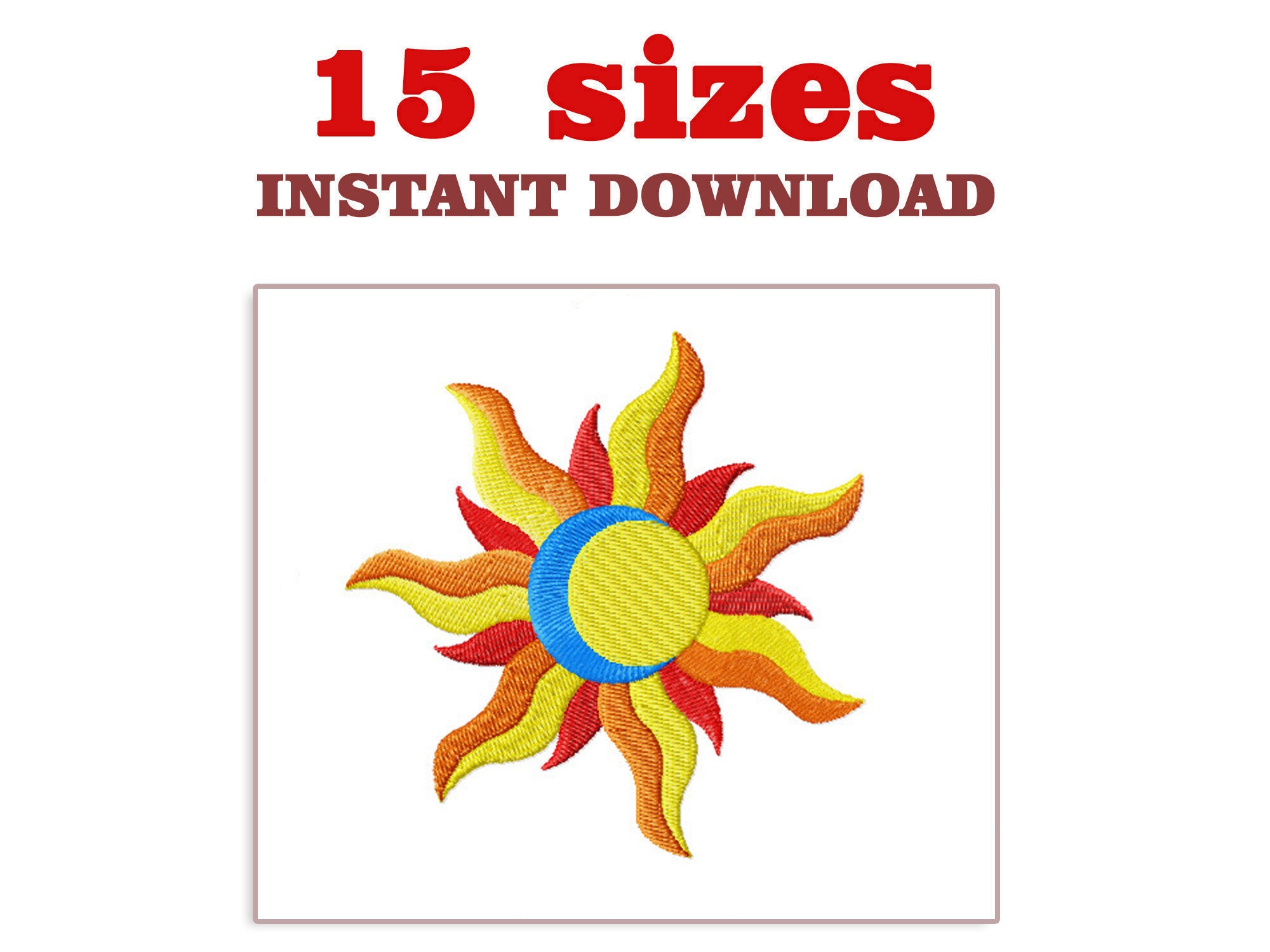 Sun Embroidery Design File Sun and Moon Embroidery Designs | Etsy