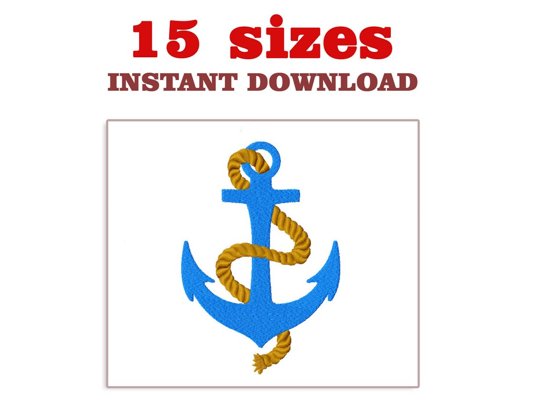 Navy Anchor & Rope Machine Embroidery Design (download) - Etsy