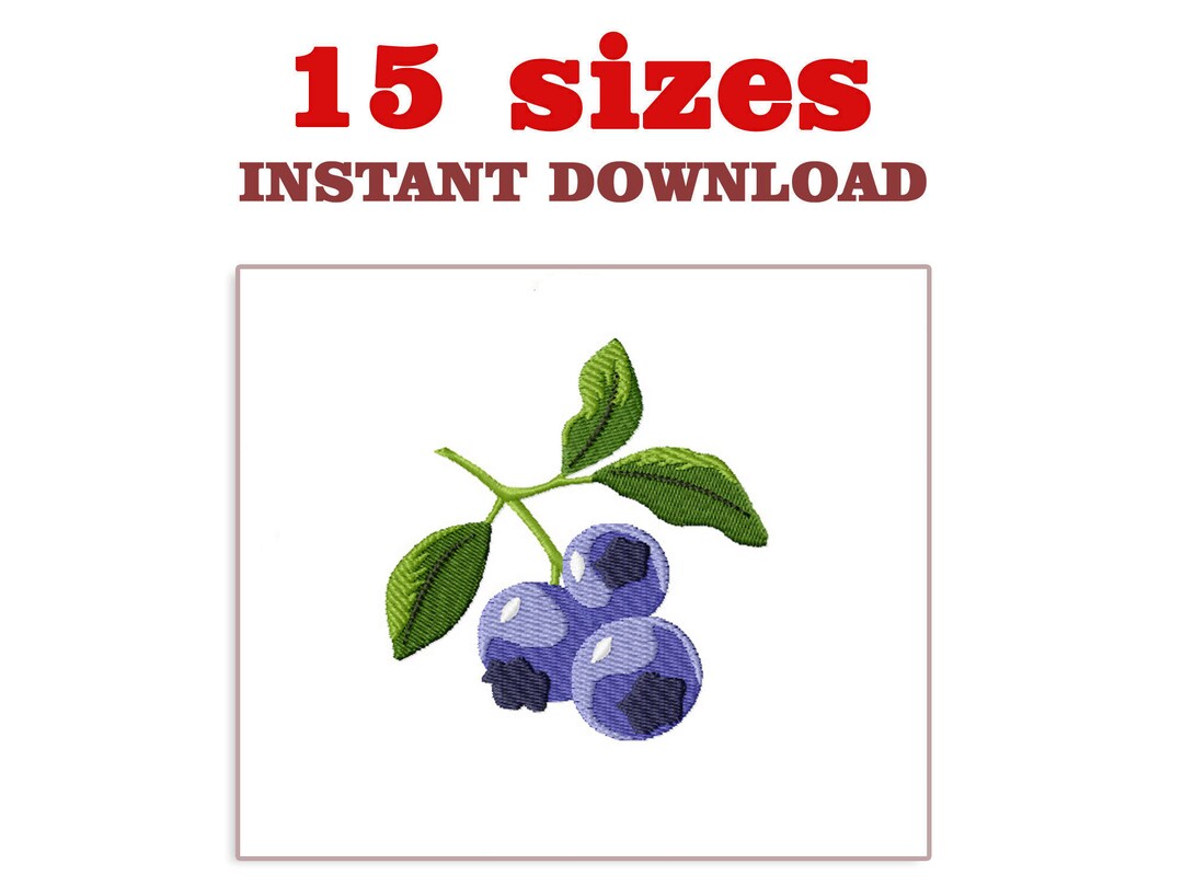 Blueberry Embroidery Design: Machine Embroidery File (digital Download ...