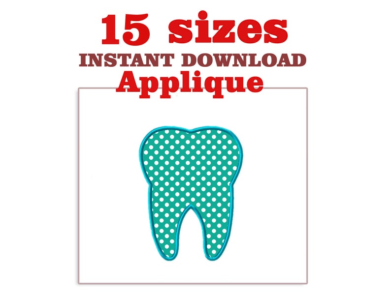 Tooth Applique Embroidery Design Tooth Applique Design - Etsy