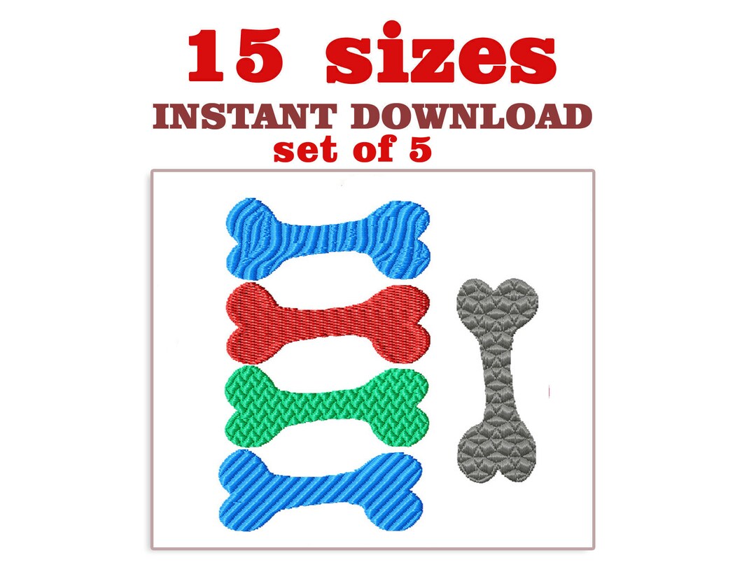 Dog Bone Embroidery Designs File, 5 Options Fill Dog Bone Embroidery ...
