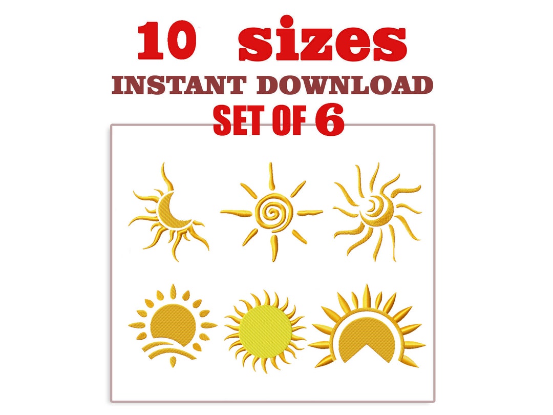 Sun Embroidery Design: Mini Set of 6 (digital Download) - Etsy