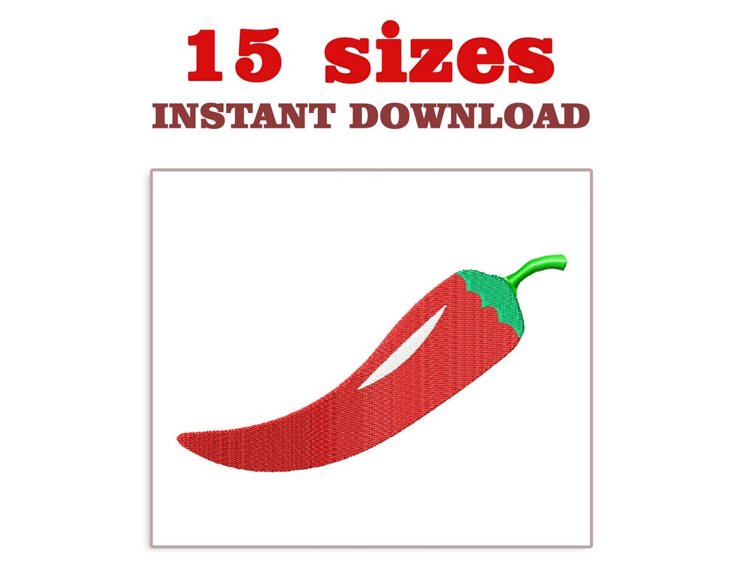Pepper Embroidery Design, Red Pepper Embroidery, Machine Embroidery ...