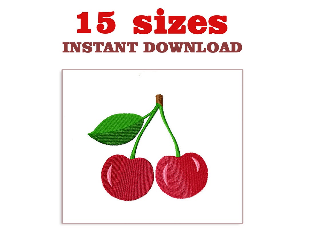 Cherry Machine Embroidery Design: Two Cherries (digital Download) - Etsy