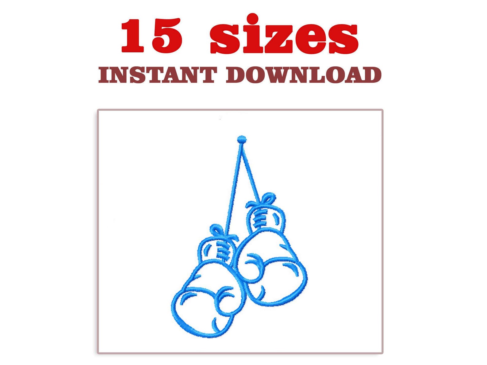 Hanging Boxing Gloves Embroidery Design: Machine Embroidery File ...