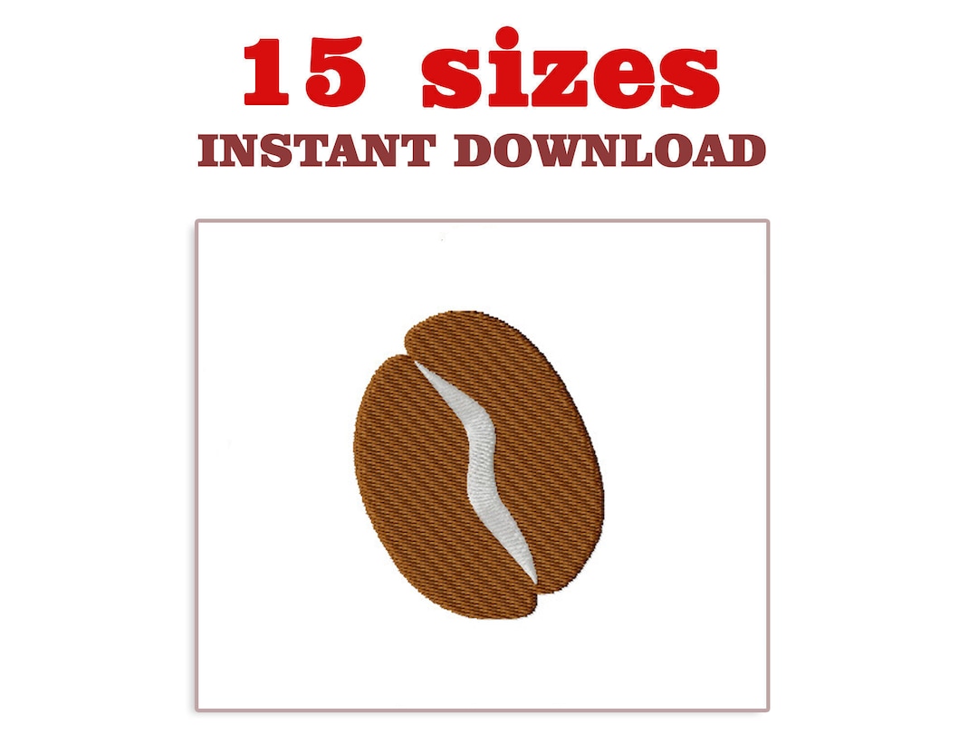 Coffee Bean Embroidery Design File, Coffee Bean Machine Embroidery ...