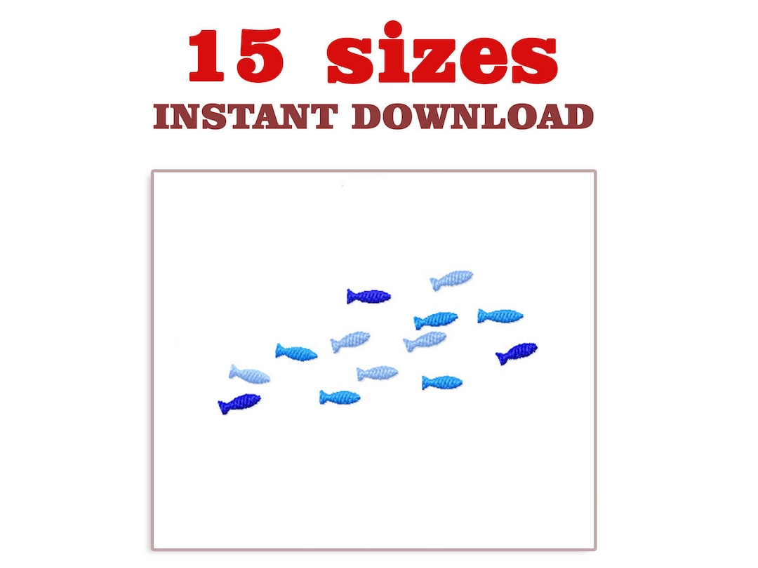 School of Fish Embroidery Design, Small Fish (download File) - Etsy