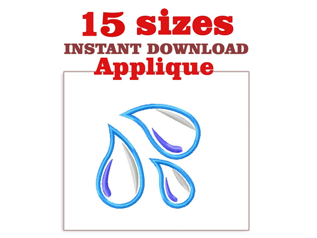 Water Droplets Applique Embroidery Design (digital Download) - Etsy