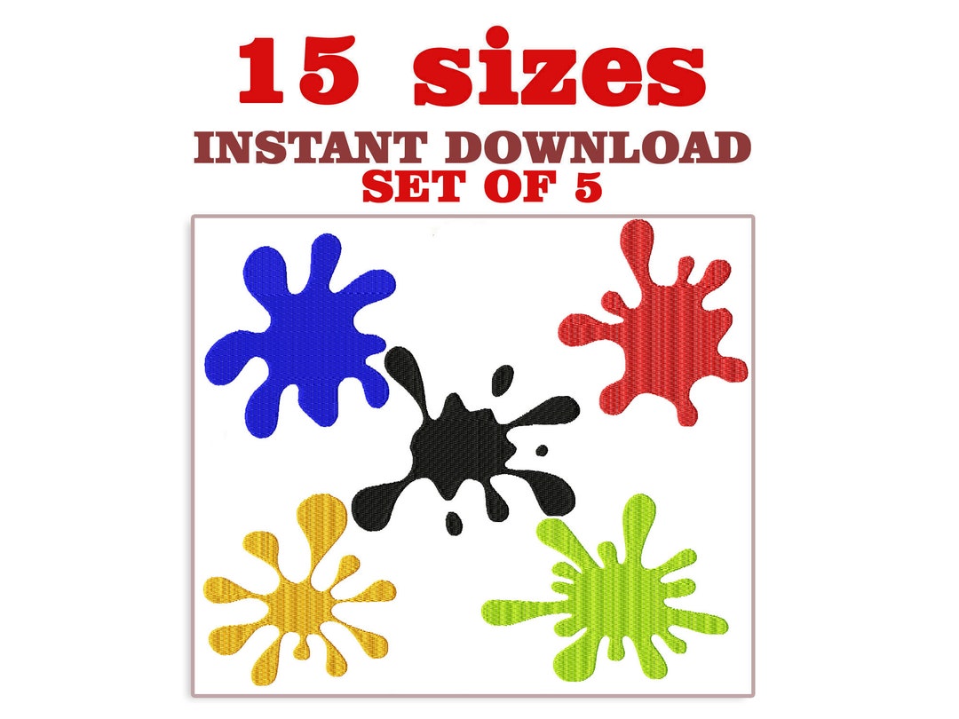 Splash Embroidery Design: Set of 5 (digital Download) - Etsy