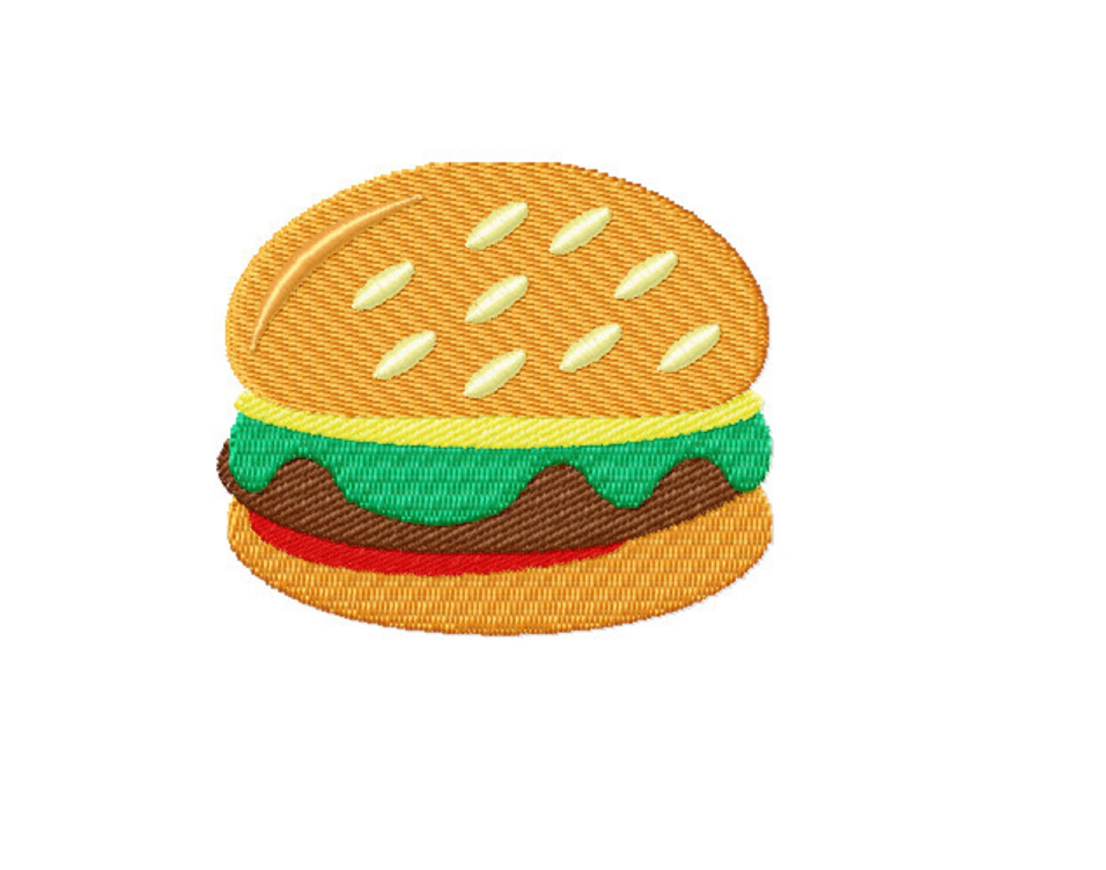 Hamburger Embroidery Design: Food Machine Embroidery File (instant ...