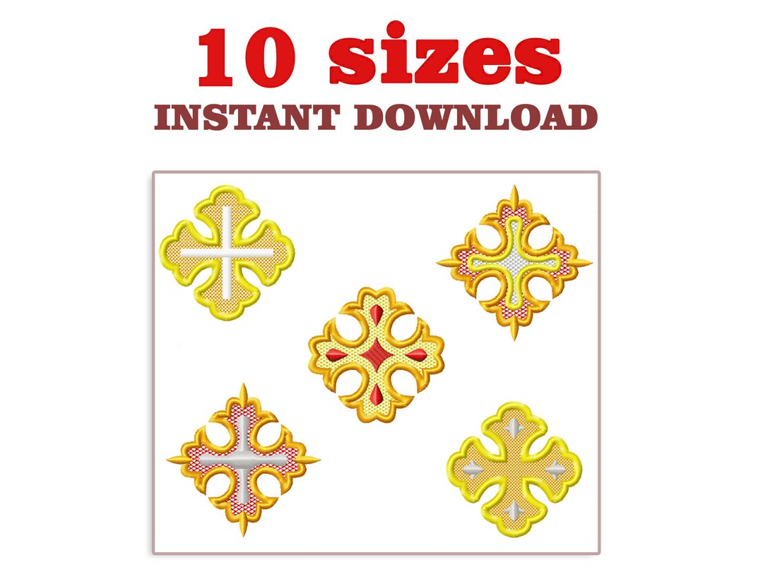 Cross Embroidery Design , Patterned Cross Set of 5, Patterned Cross ...