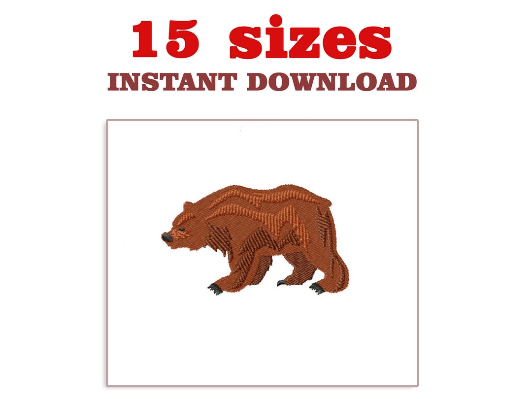 Bear Embroidery Design File, Brown Bear Download Embroidery, Machine ...