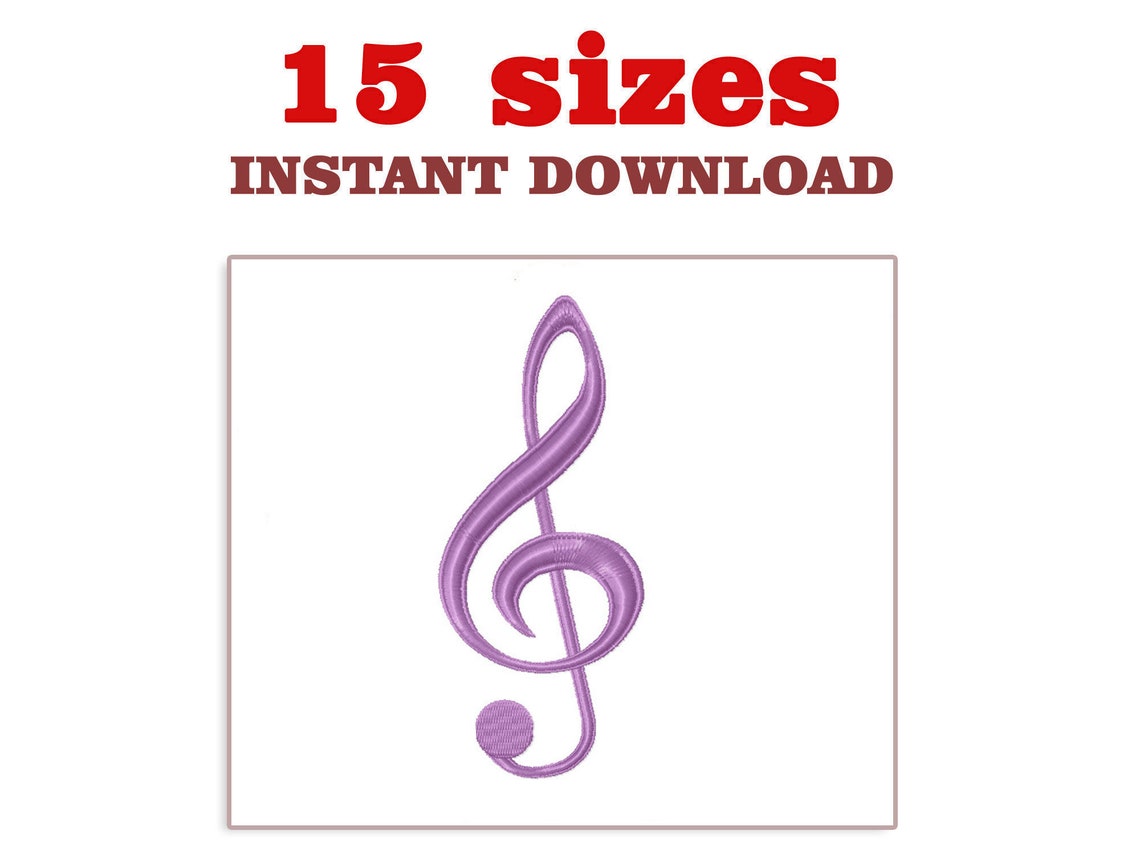 Treble Clef Embroidery Design: Music Machine Embroidery (instant ...