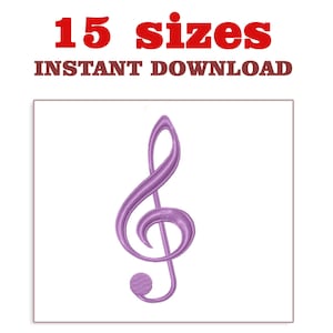 Treble Clef Embroidery Design: Music Machine Embroidery (instant ...