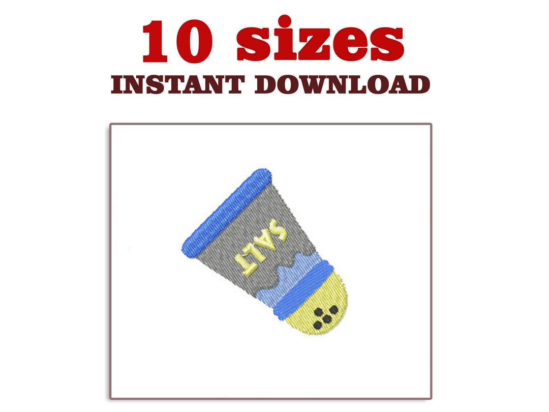 Salt Shaker Embroidery Design File, Salt Shaker Machine Embroidery ...