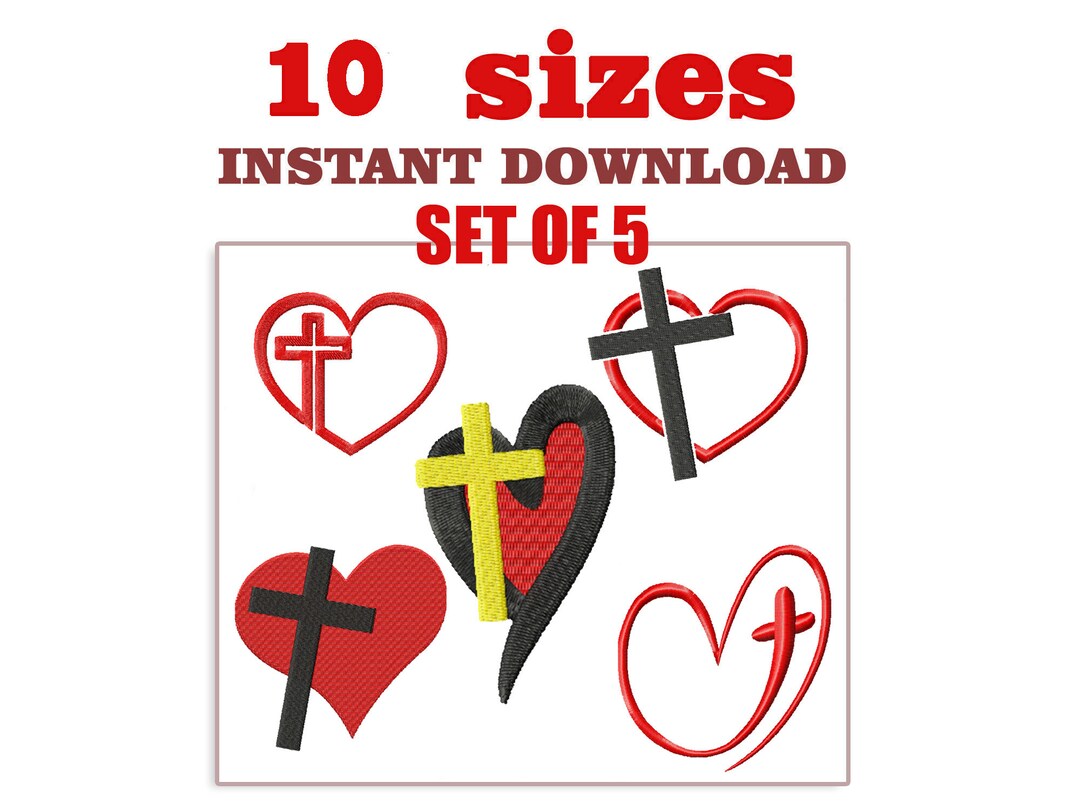Heart Cross Embroidery Design Fila, Heart Cross Machine Embroidery ...
