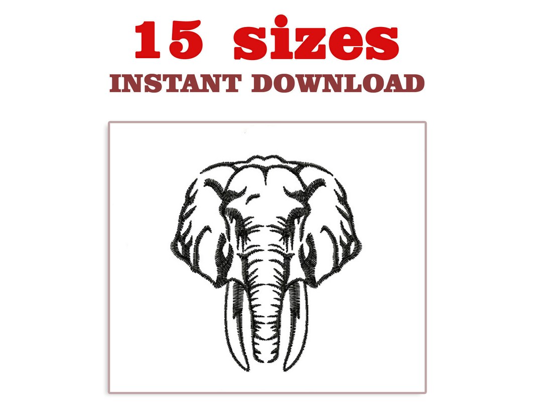 Elephant Head Embroidery Design: Machine Embroidery File (digital ...