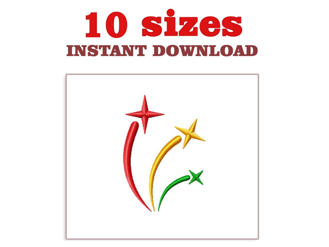 Shooting Star Embroidery Design File, Download Embroidery, Shooting ...