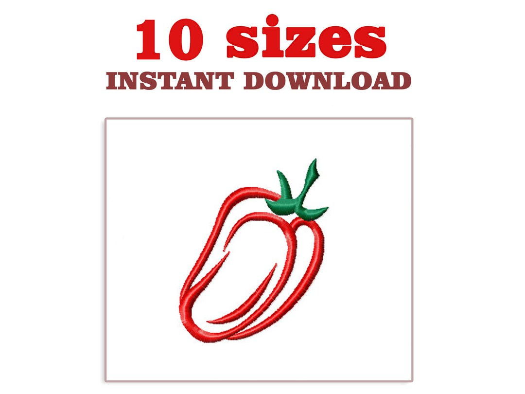 Bell Pepper Outline Embroidery Design: Mini Vegetable Pattern (digital ...