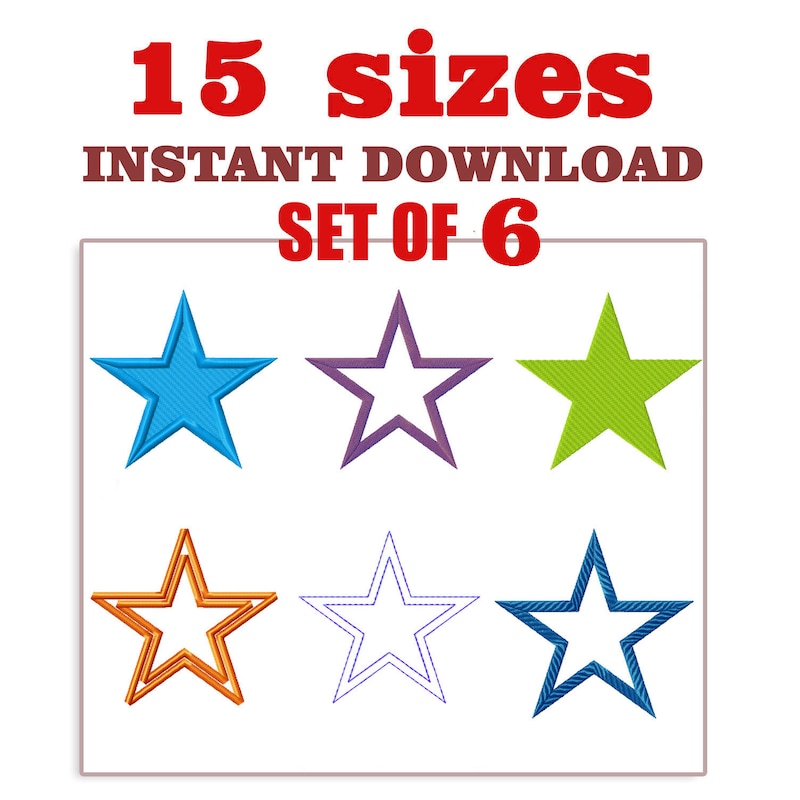Stars Embroidery Design - Etsy