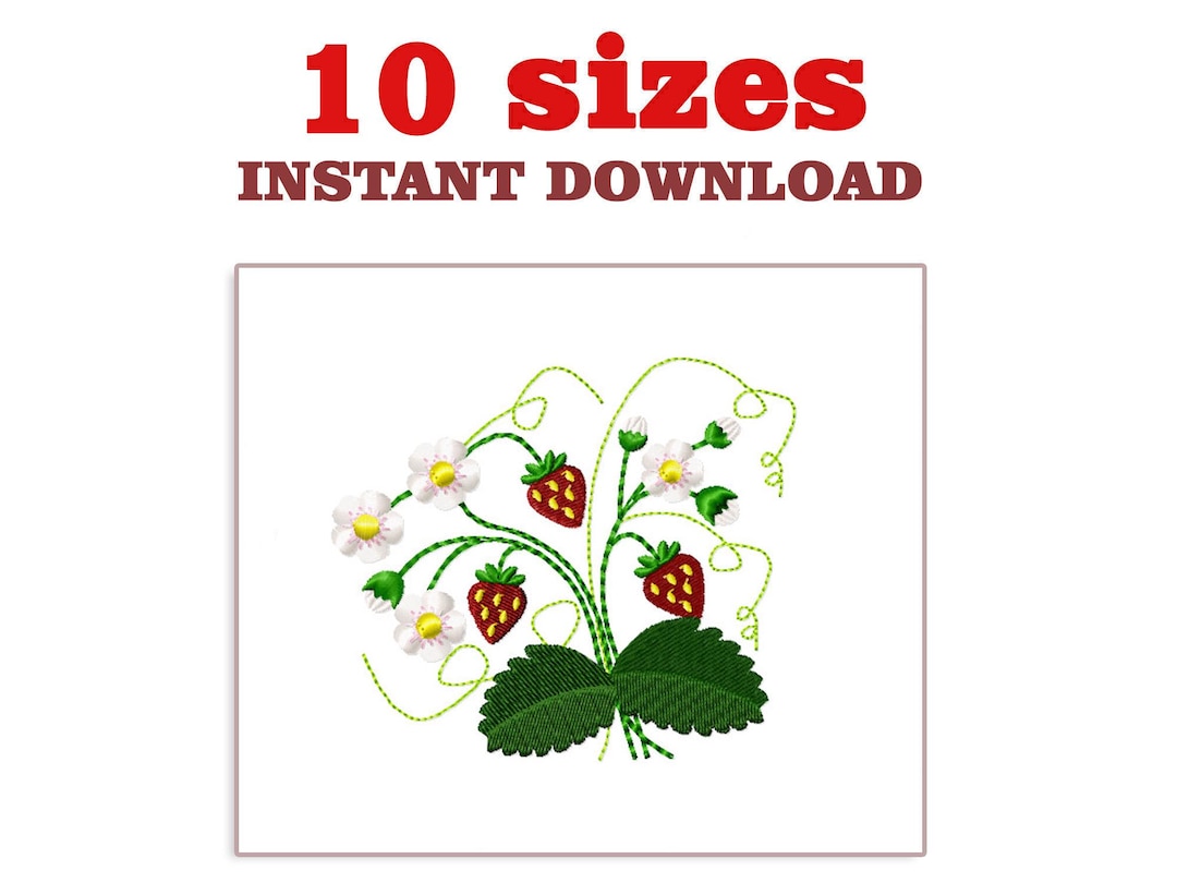 Strawberry Embroidery Designs File, Three Strawberries Embroidery ...