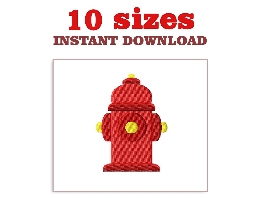 Fire Hydrant Embroidery Design File, Red Fire Hydrant Download ...