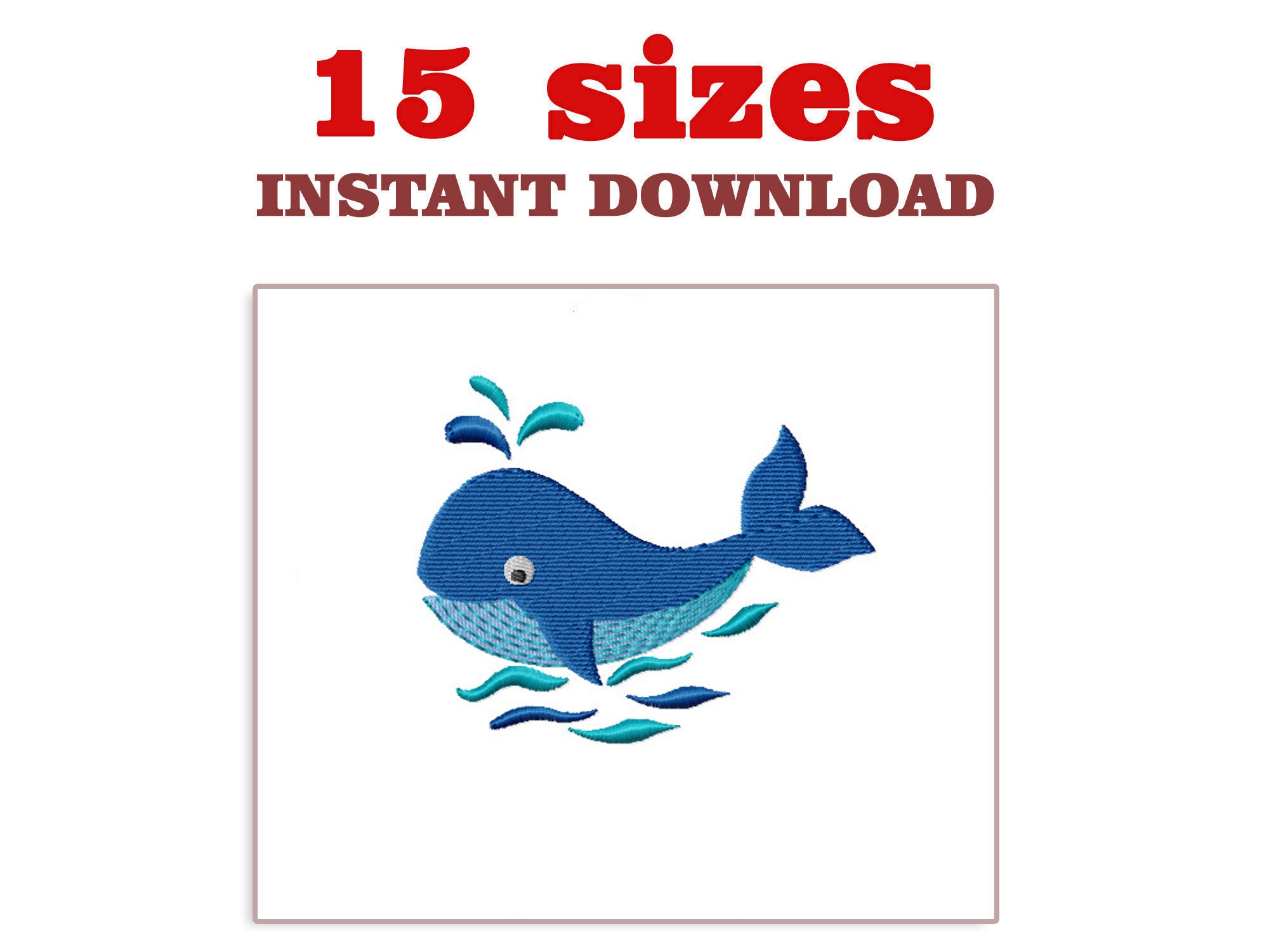 Blue Whale Machine Embroidery Design File (instant Download) - Etsy