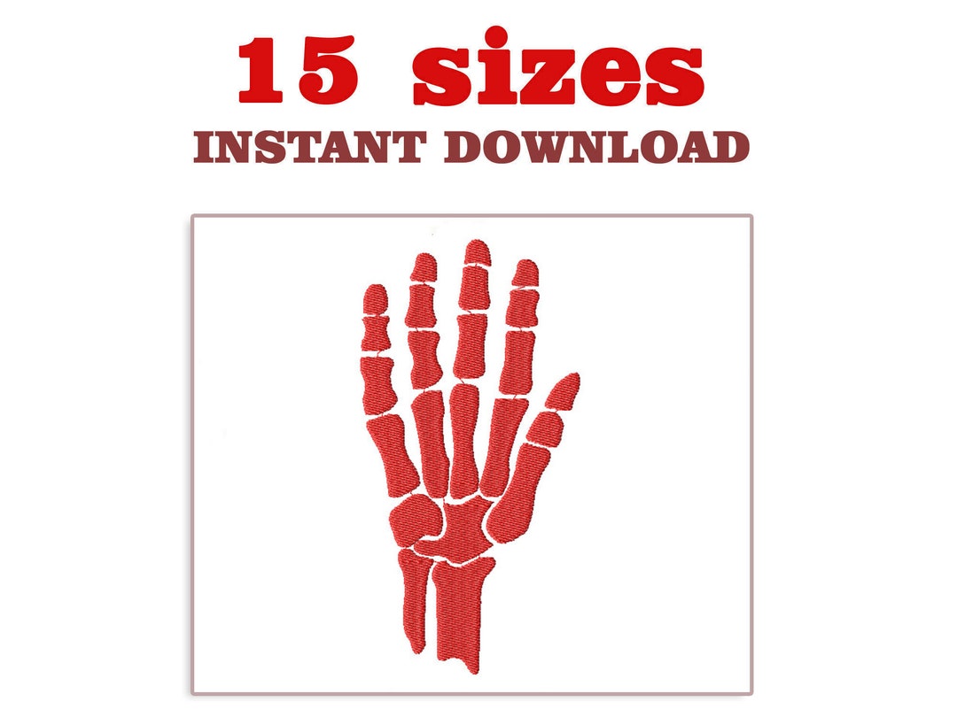 Skeleton Hand Embroidery Design File, Skeleton Palm Download Embroidery ...