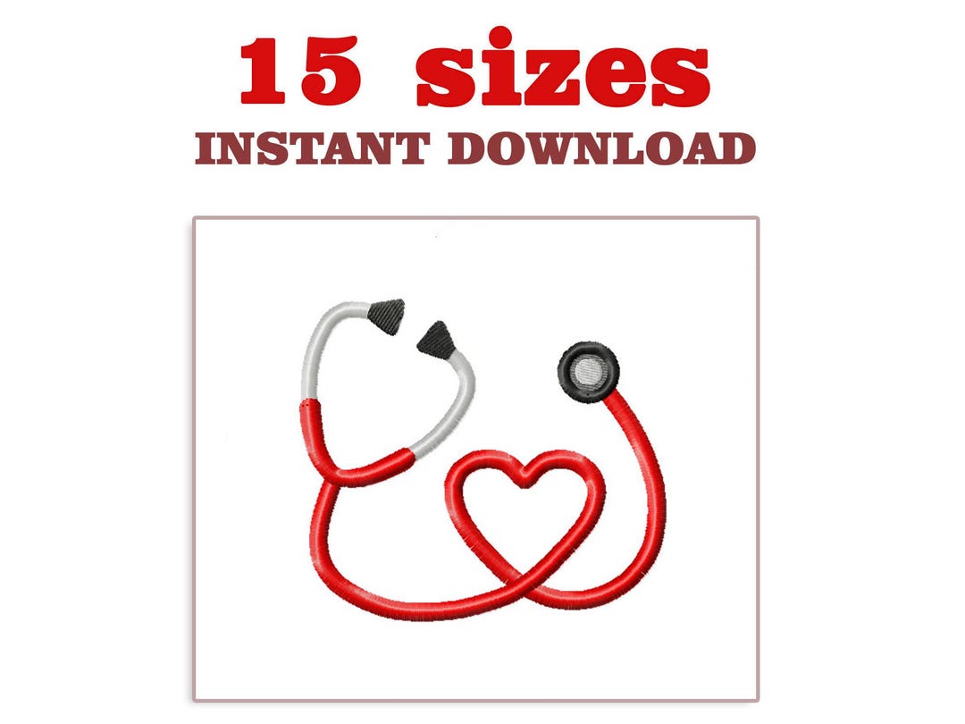 Stethoscope Heart Embroidery Design: Medical Machine Embroidery ...