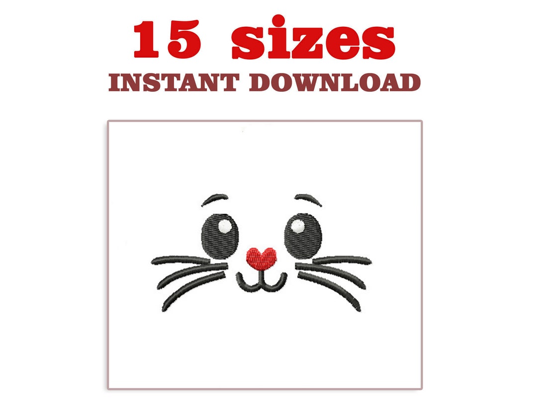 Bunny Face Embroidery Design File, Bunny Face Design File, Machine ...