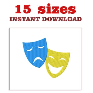 Comedy Tragedy Masks Embroidery Design (digital Download) - Etsy