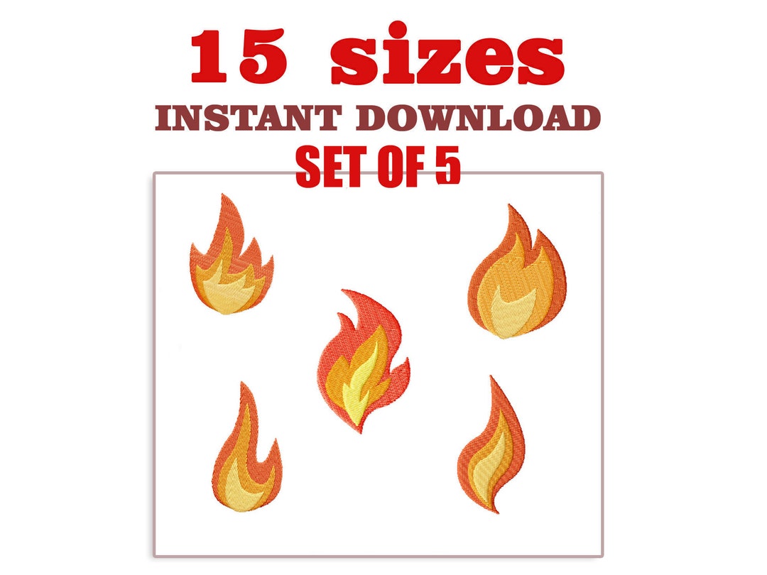 Flame Embroidery Designs: Set of 5 (digital Download) - Etsy