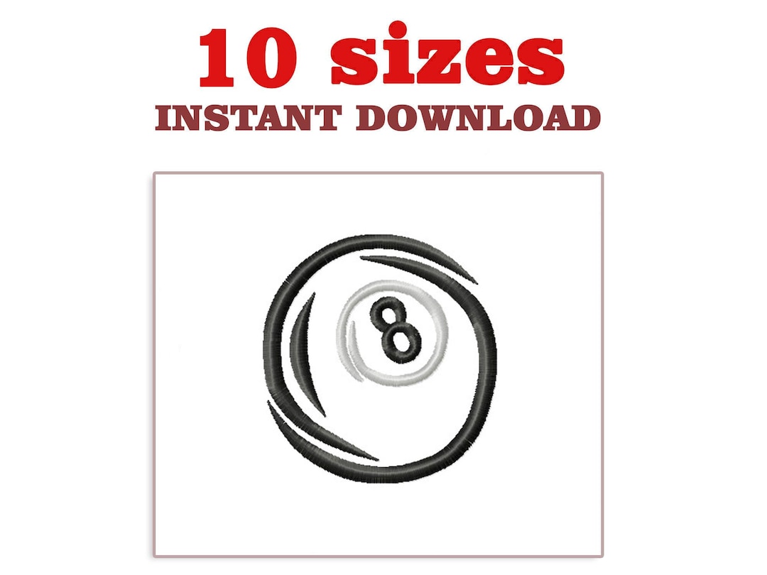Eight Ball Outline Embroidery Designs: Machine Embroidery File (digital ...
