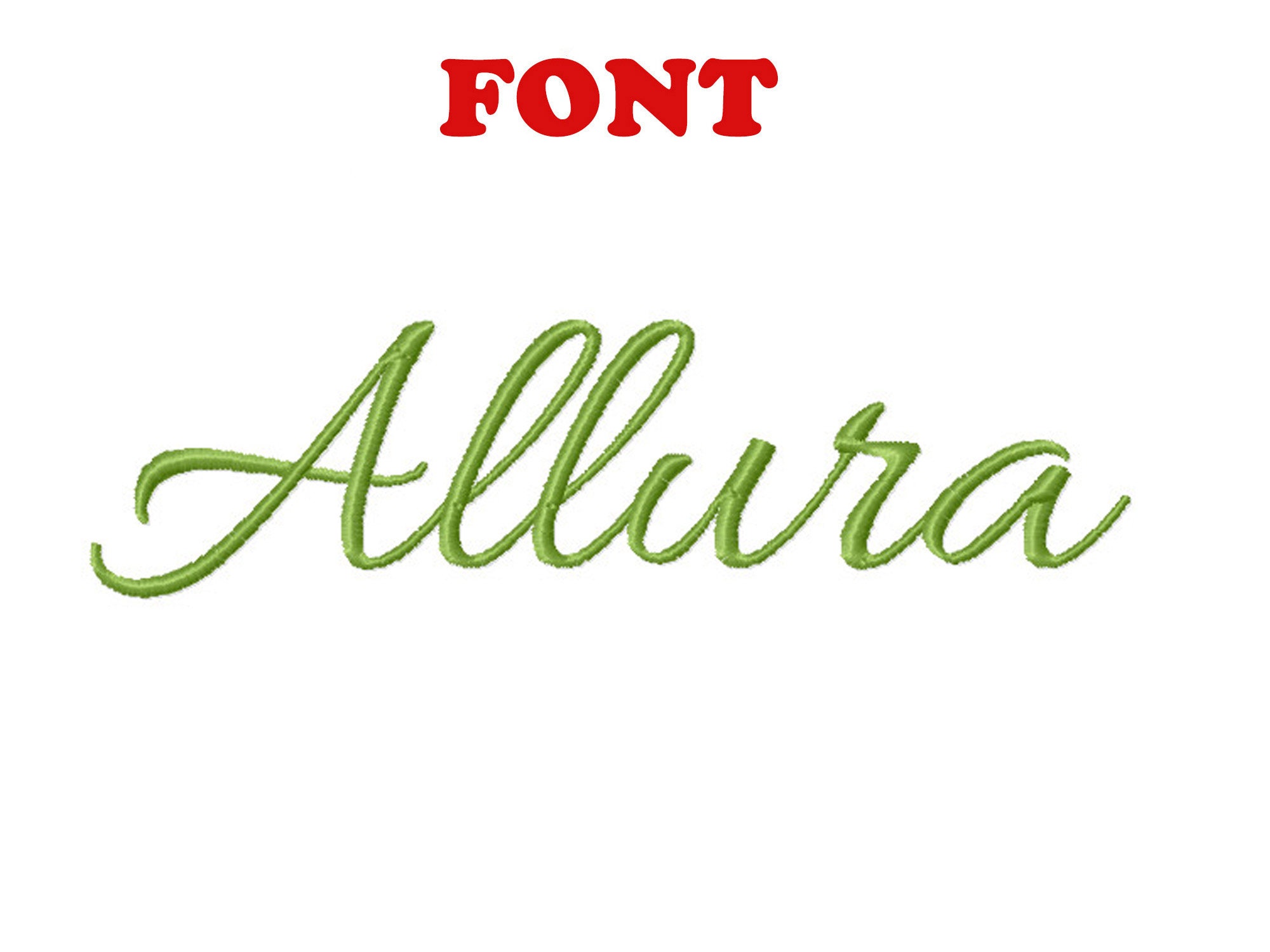 Allura Font Embroidery Designs: 15 Sizes, Letters & Digits (digital ...